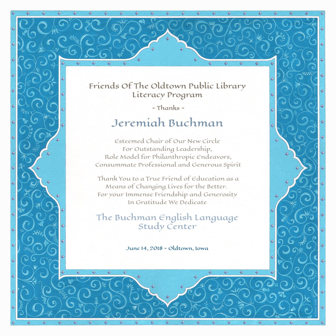 Personalized Certificate Appreciation Award Honoree Thank You Gratitude ...