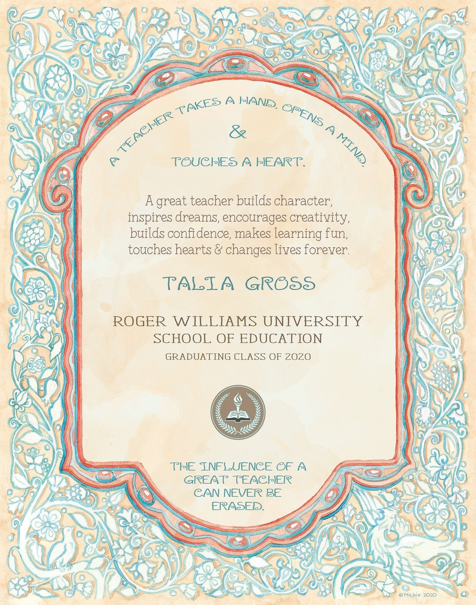 Personalized New Teacher Graduation Certificate Educator Graduate Gift ...