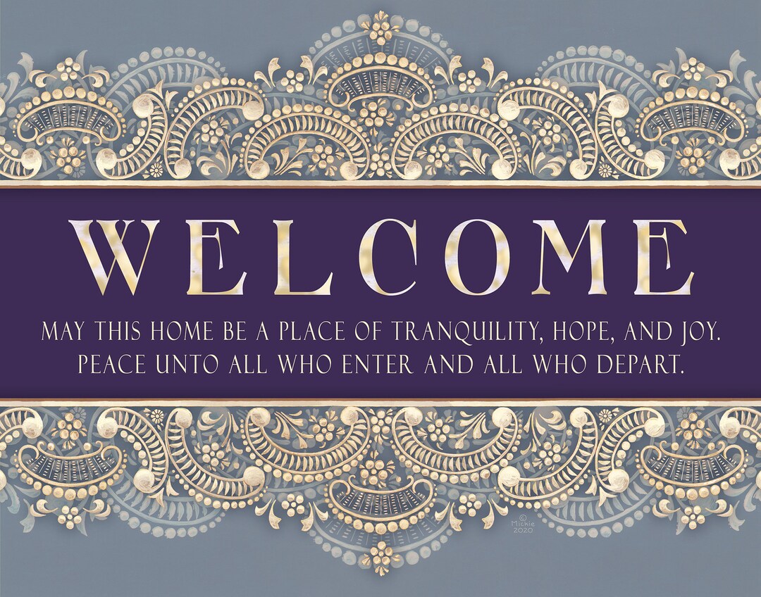 Welcome Sign Entryway Decor Jewish Home Blessing Wall Art New House ...