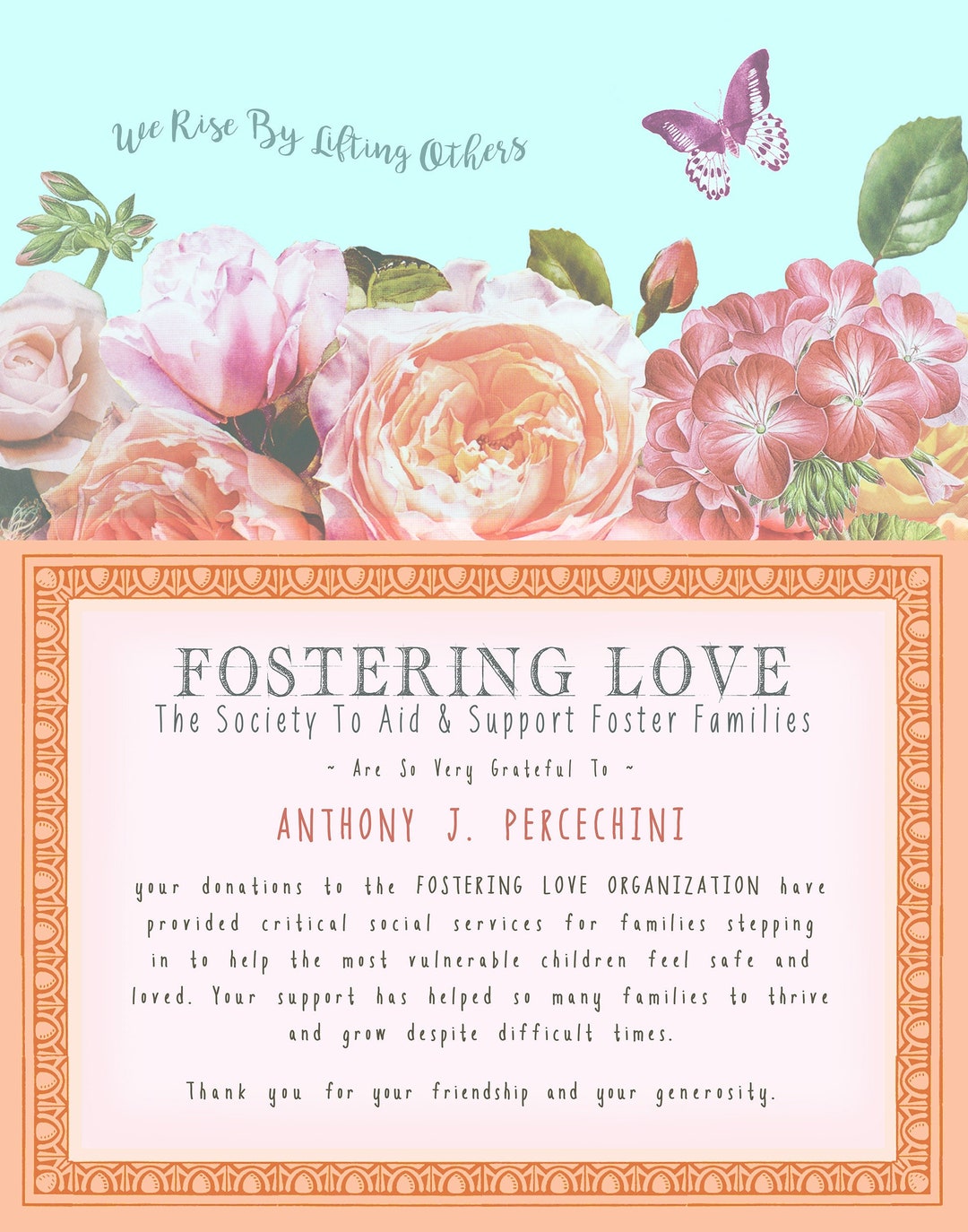 Personalized Certificate Appreciation Award Honoree Thank You Gratitude ...