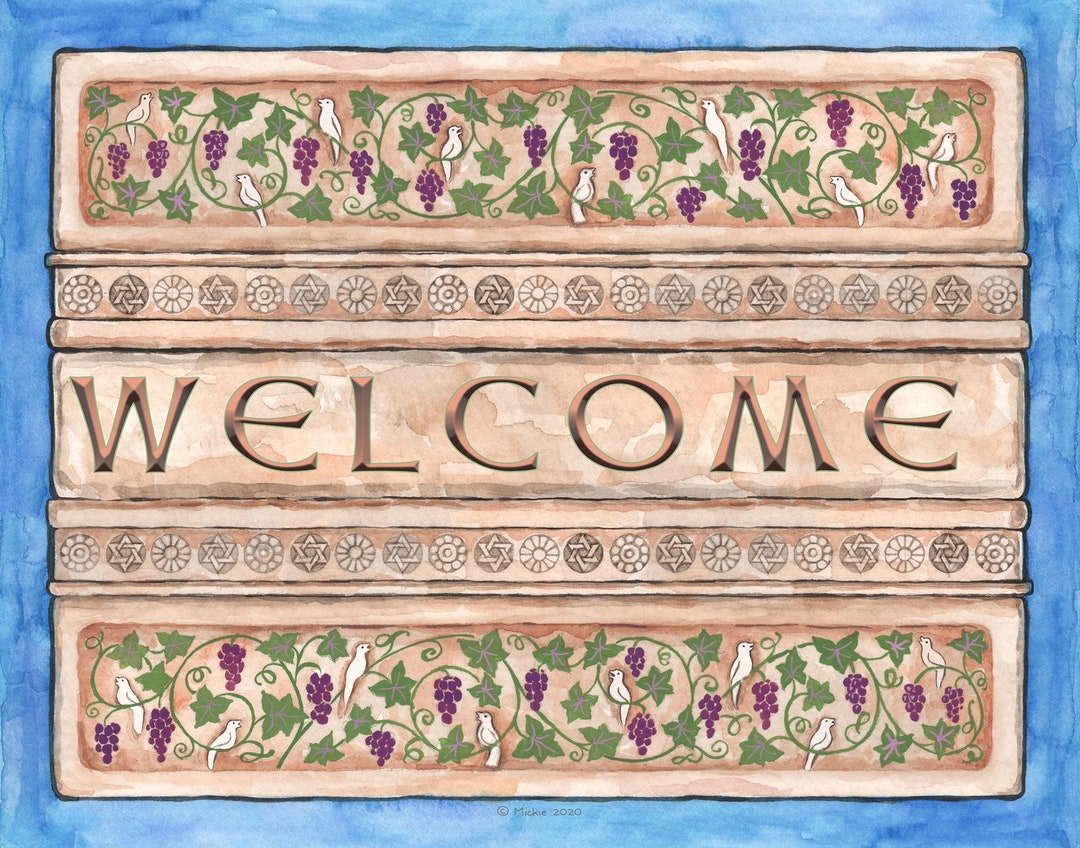Welcome Sign Entryway Decor Jewish Home Blessing Wall Art New House ...