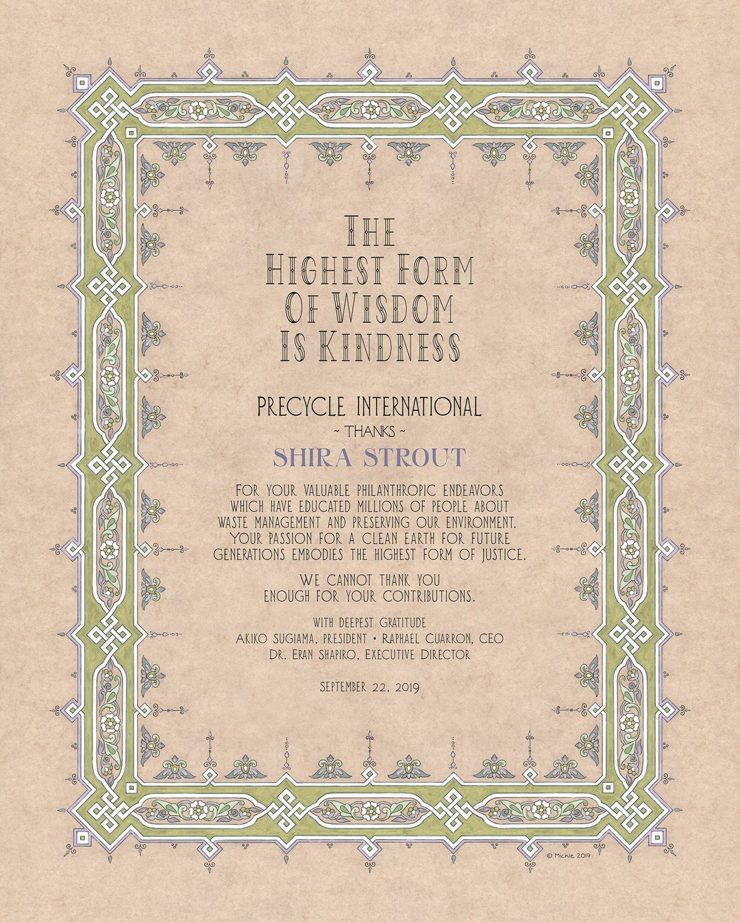 Personalized Certificate Appreciation Award Honoree Thank You Gratitude ...