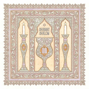 Shabbat Shalom Candles Sabbath Jewish Home Wall Art שבת שלום Unique Bat ...