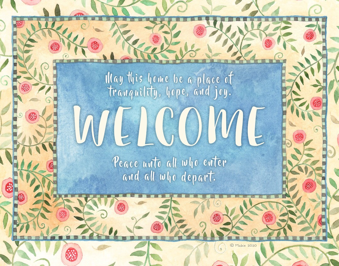 Welcome Sign Entryway Decor Jewish Home Blessing Wall Art New House ...