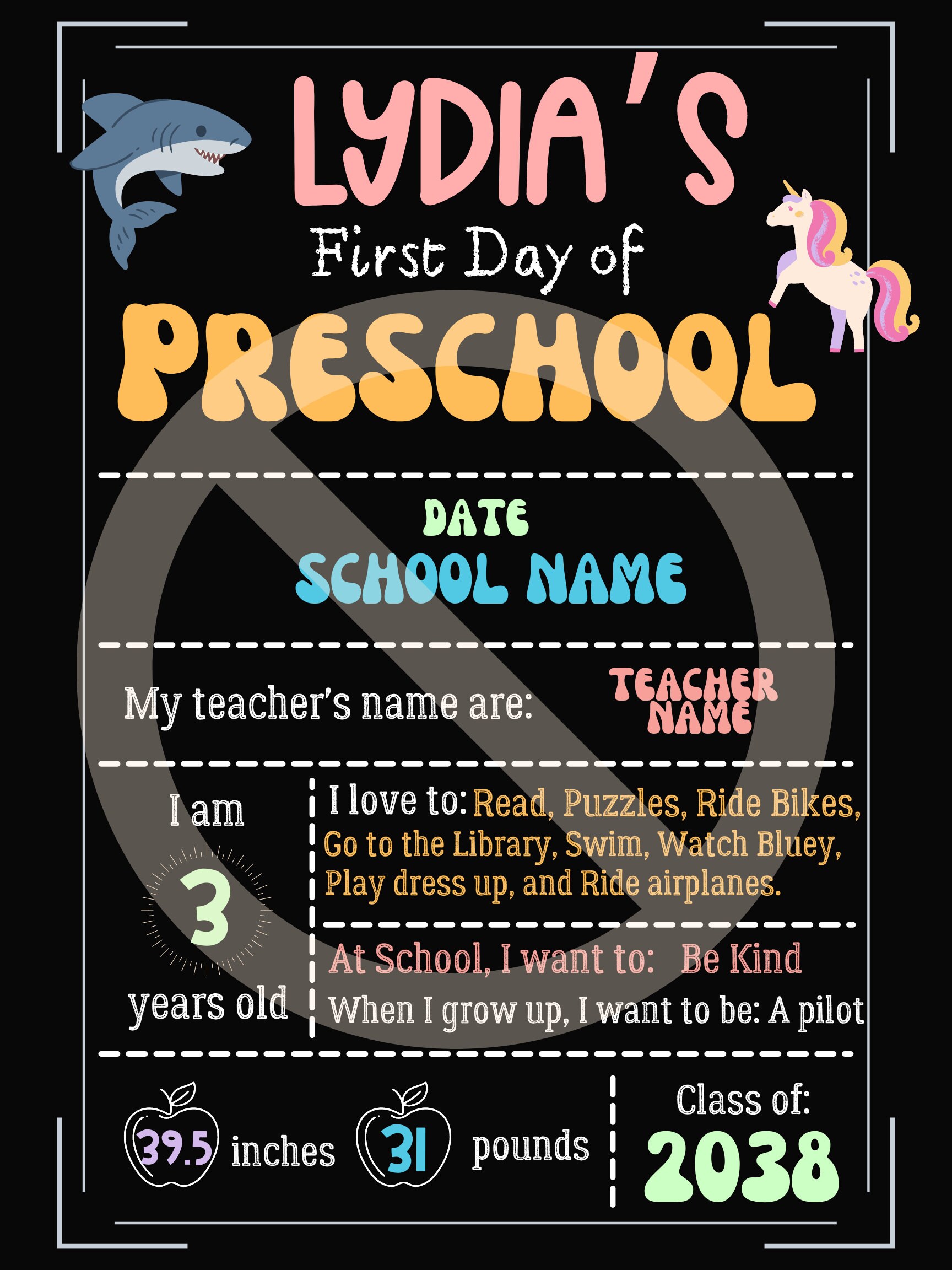 Back to School Customized Printable Sign- First Day of School- Last Day ...