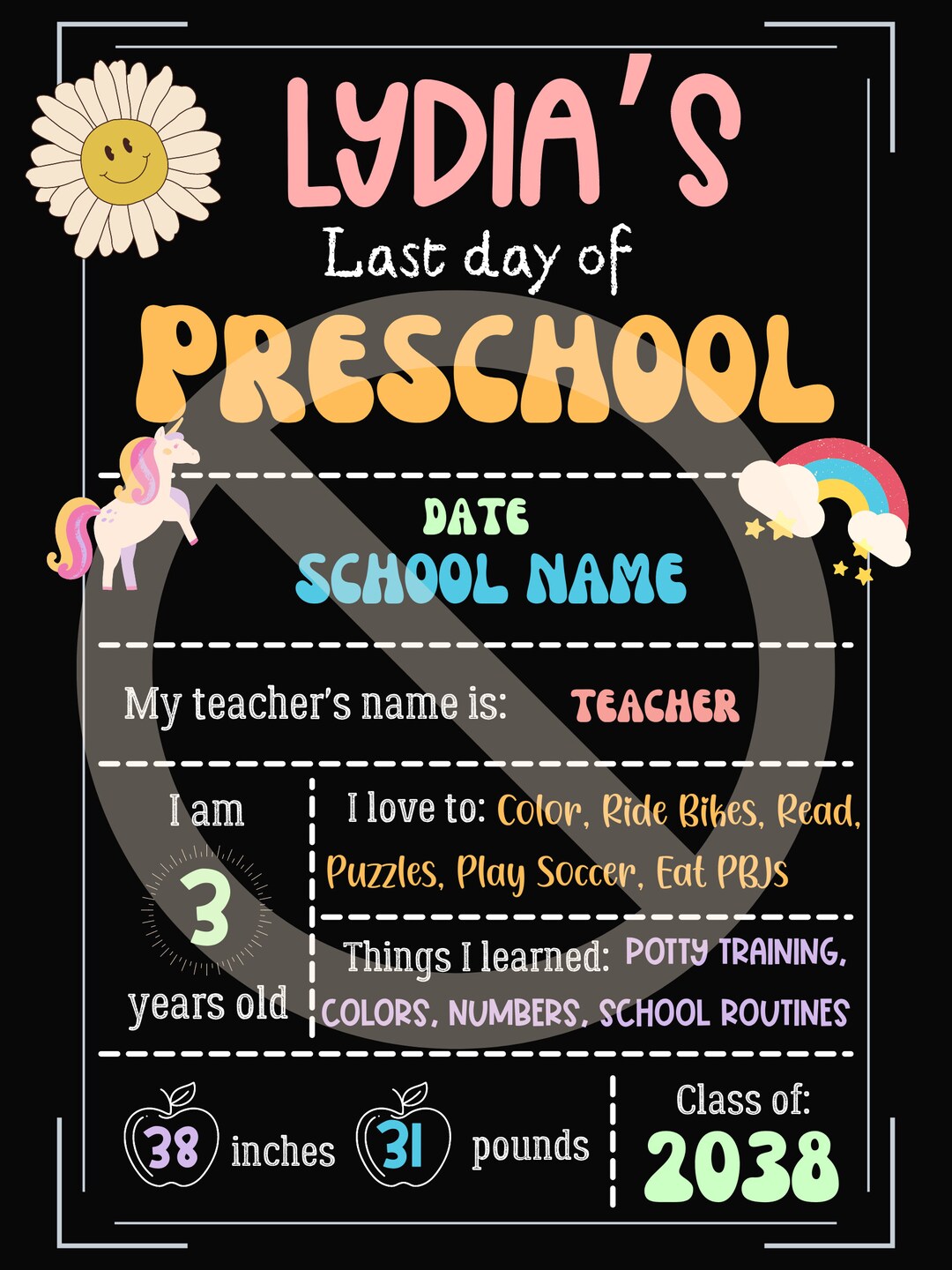 Back to School Customized Printable Sign- First Day of School- Last Day ...