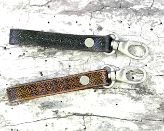 Southwestern Leather Key Fob Handmade Western Keychain | Etsy