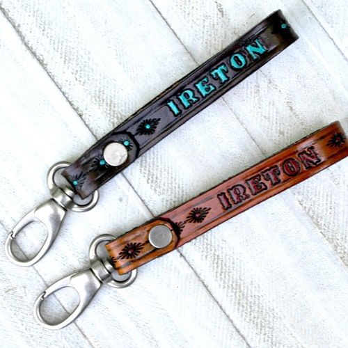 Southwestern Leather Key Fob Handmade Western Keychain | Etsy