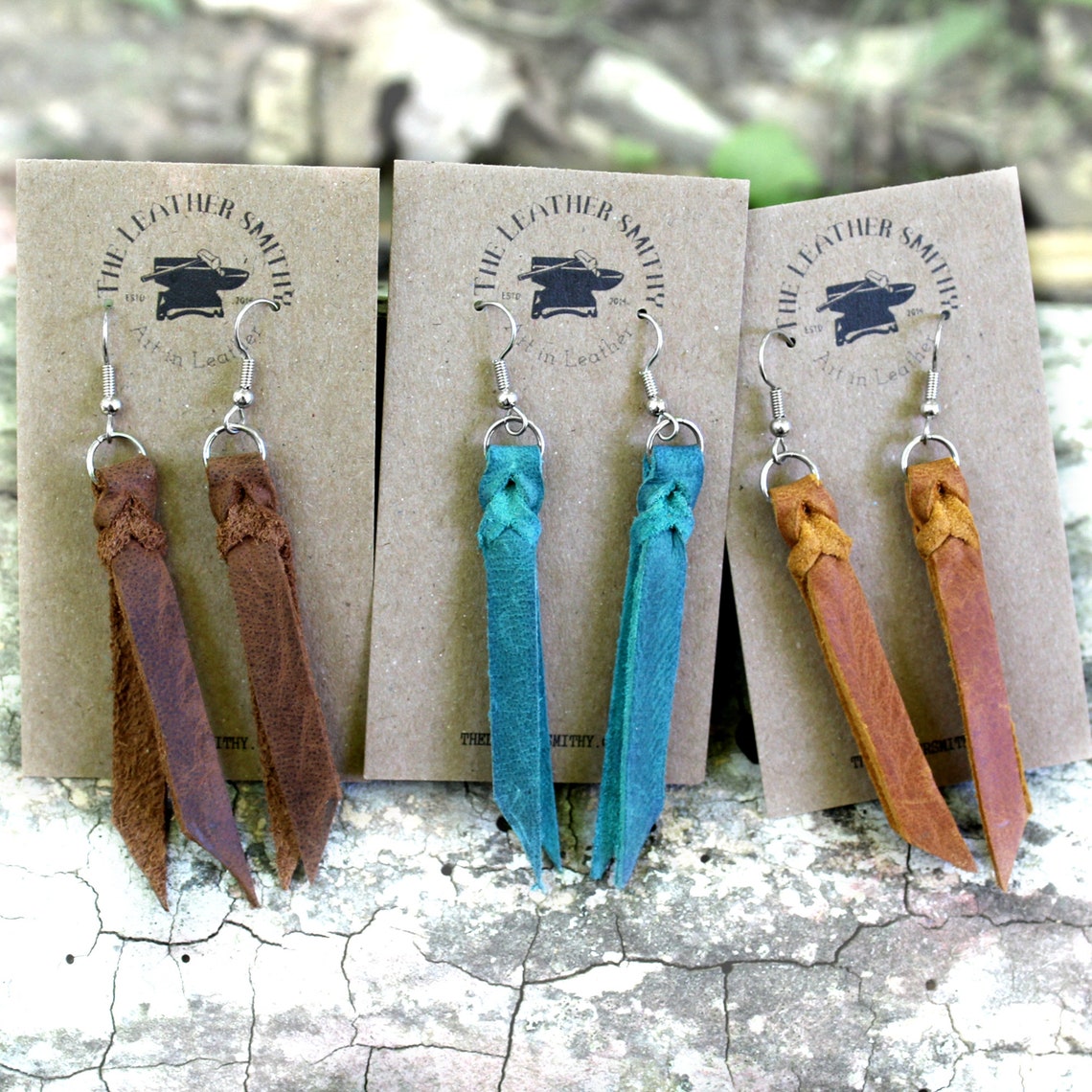 Western Knot Leather Earrings Leather Dangle Earrings Long - Etsy