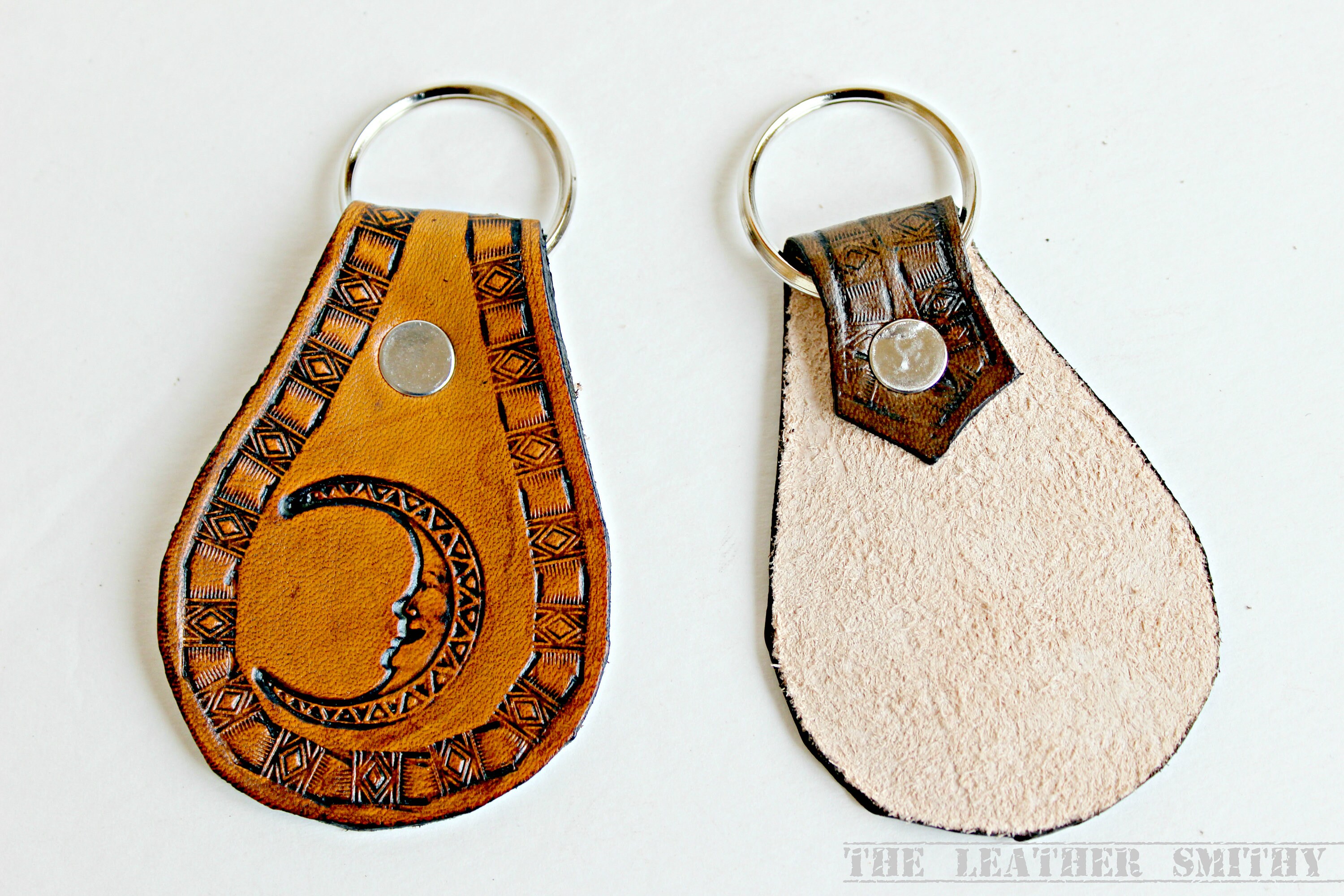 Southwestern Moon Leather Key Fob Moon Keychain Western | Etsy