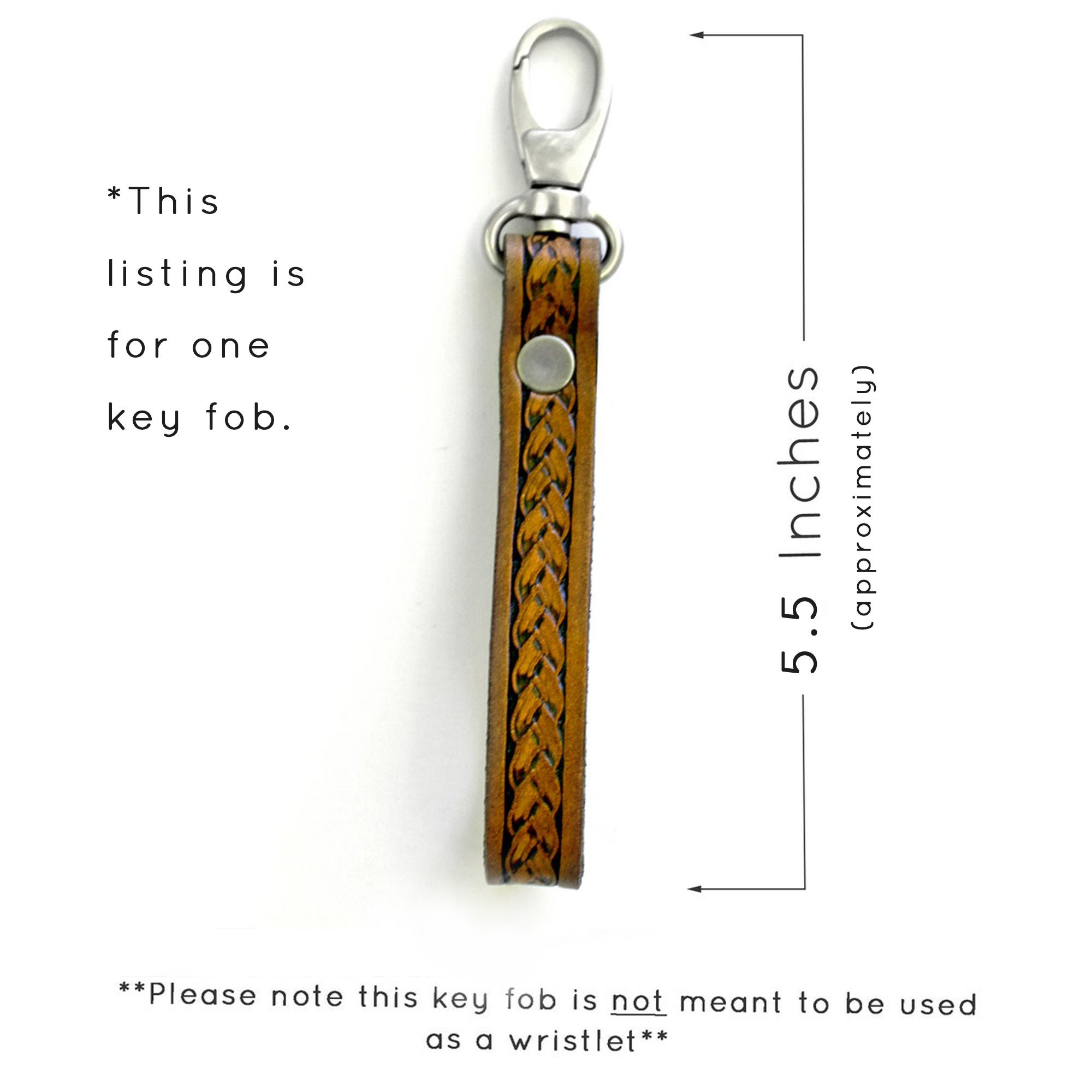 Western Weave Stamped Leather Key Fob - Handmade Western Keychain ...