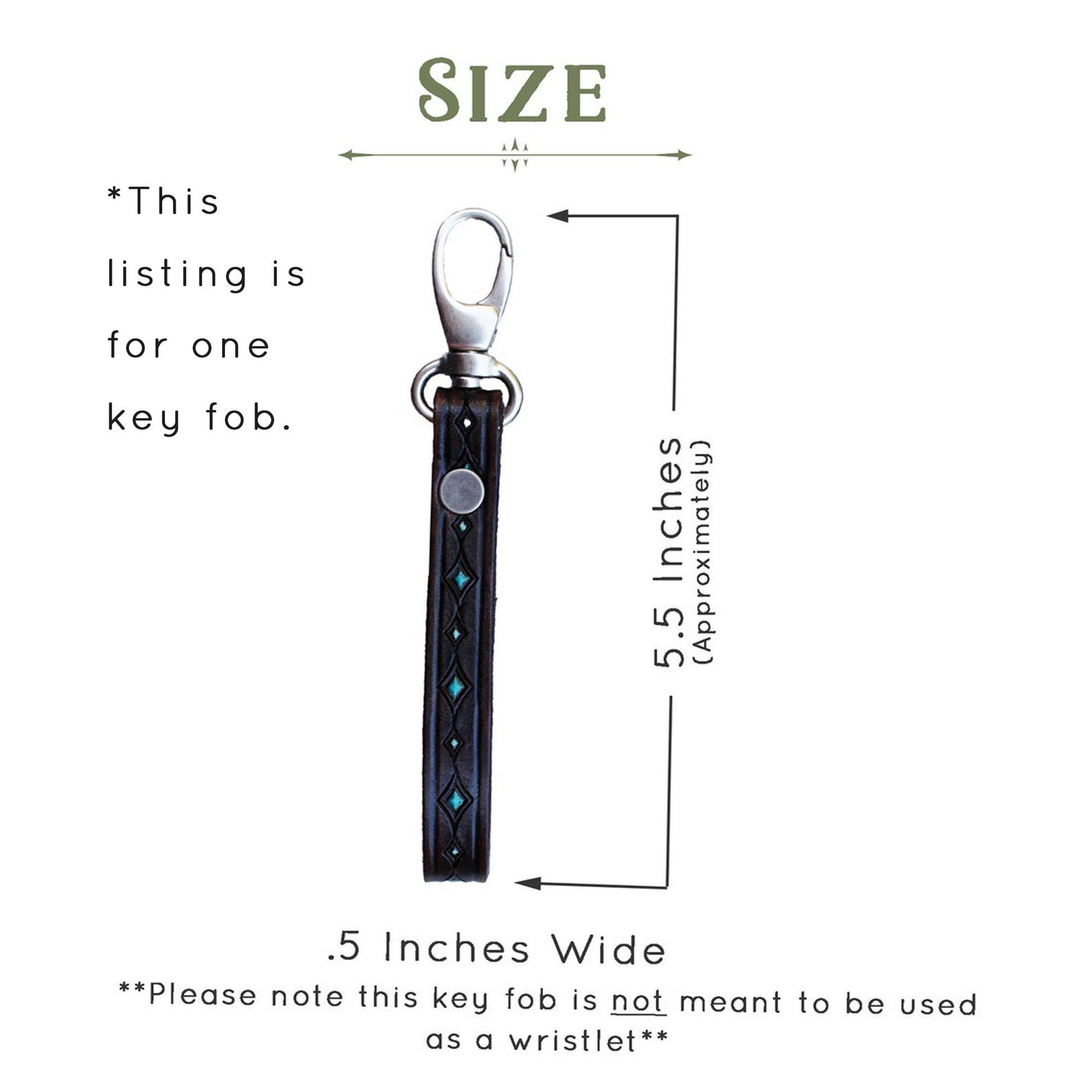 Hand Painted Blue Diamond Tooled Leather Keychain Western - Etsy