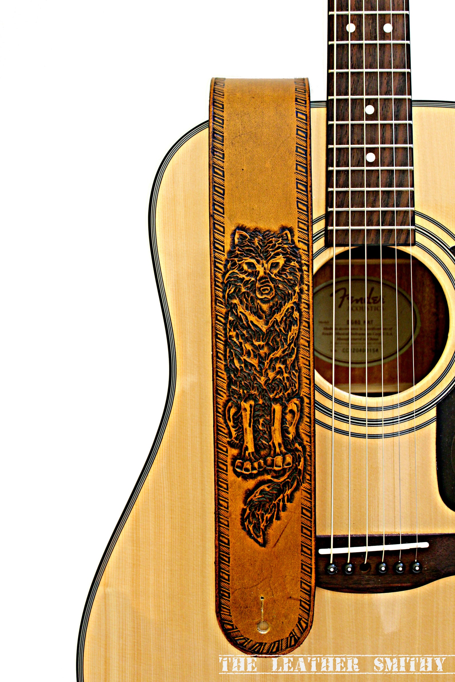 Alpha Wolf Leather Guitar Strap Adjustable Electric or - Etsy