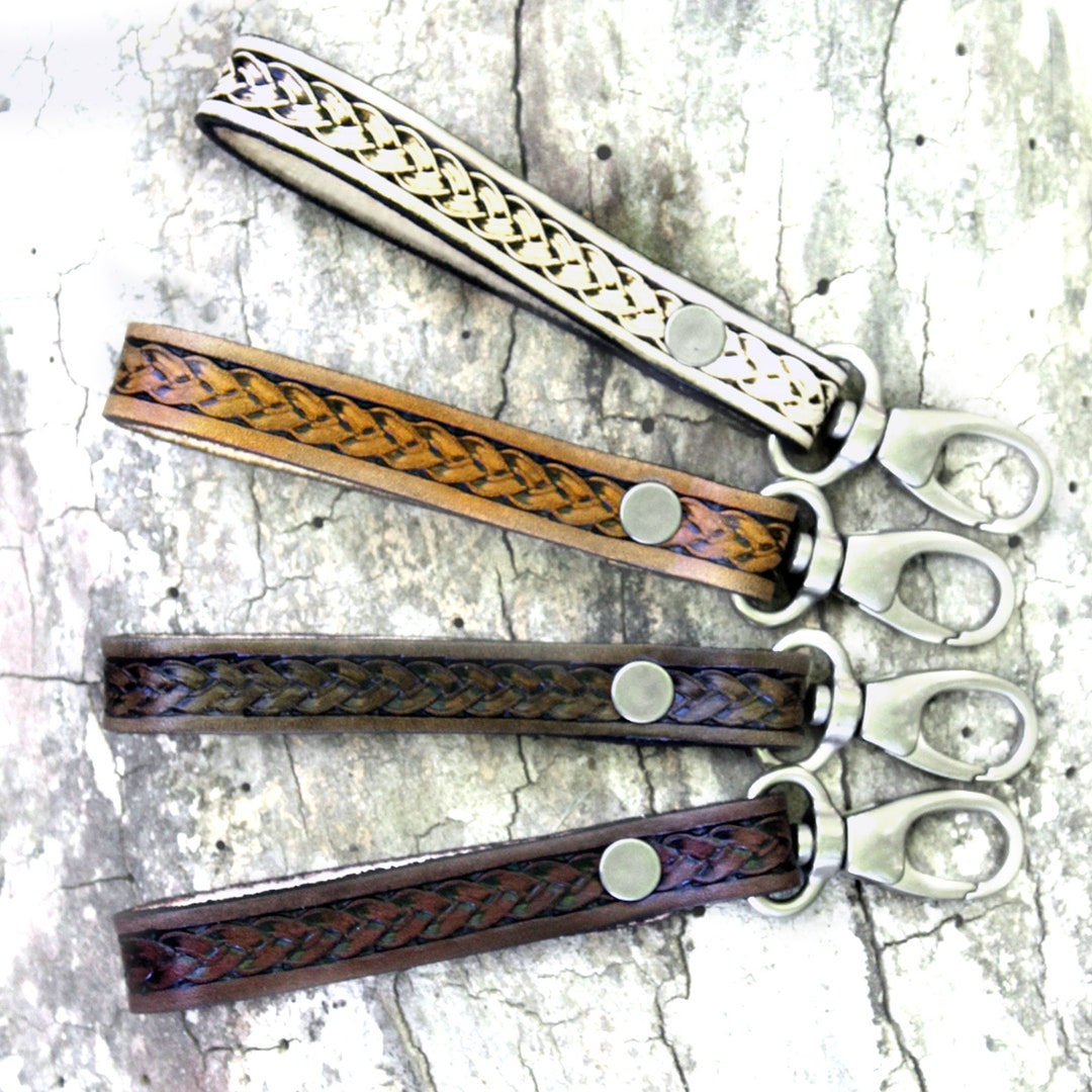 Western Weave Stamped Leather Key Fob - Handmade Western Keychain ...