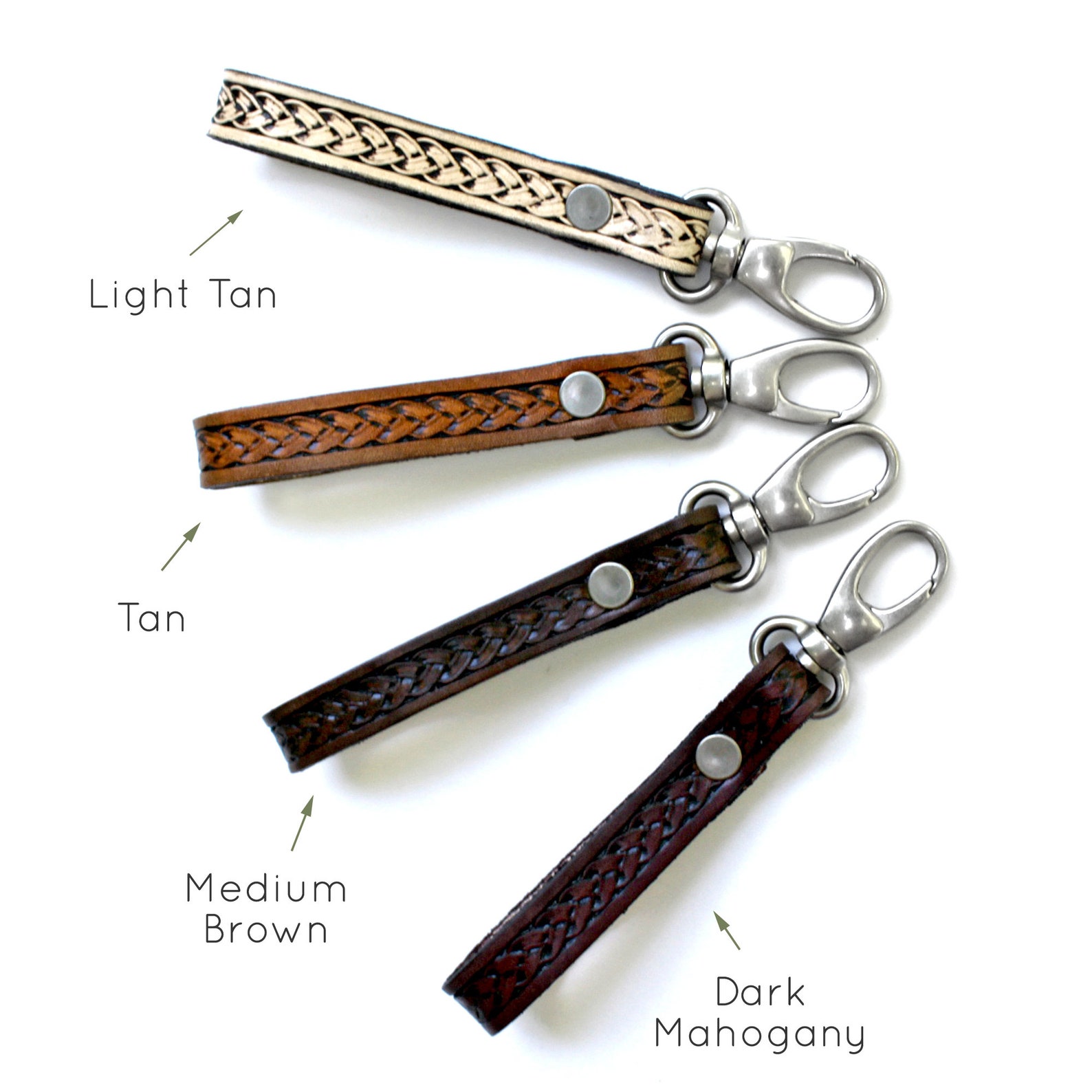 Western Weave Stamped Leather Key Fob - Handmade Western Keychain ...