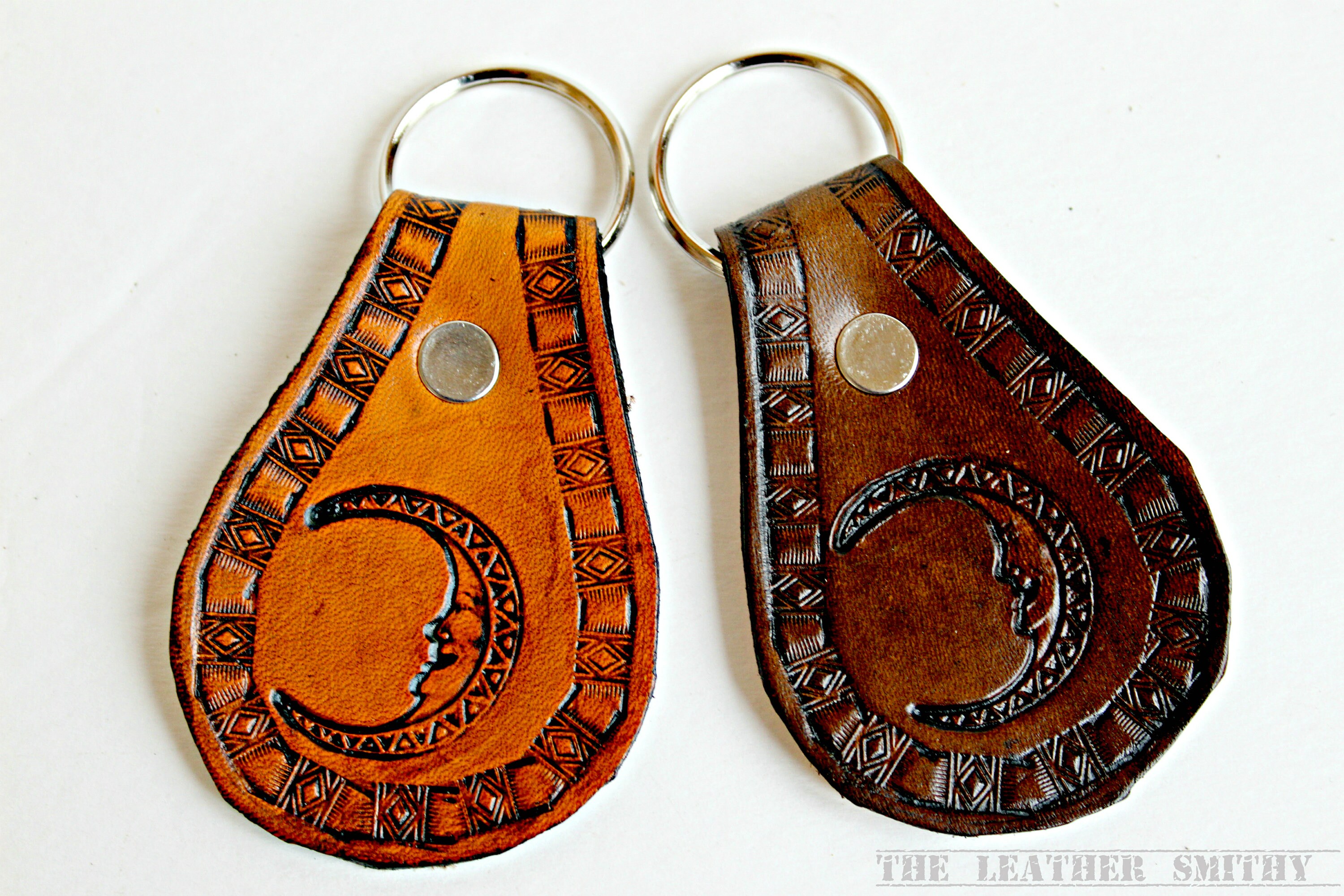 Southwestern Moon Leather Key Fob Moon Keychain Western | Etsy