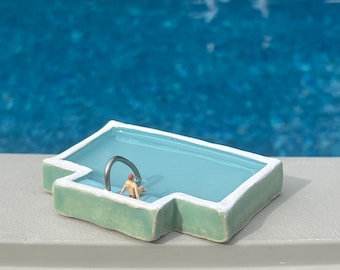 Ceramic Swimming Pool Sculpture: Hand-sculpted Miniature Art, #251 - Etsy