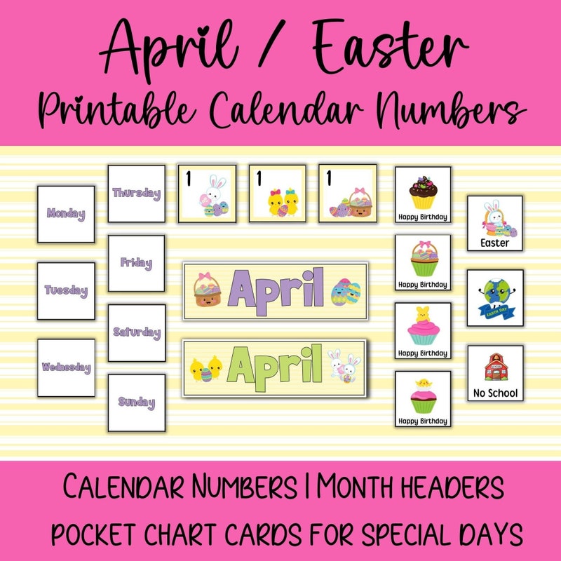 April Theme Calendar - Etsy