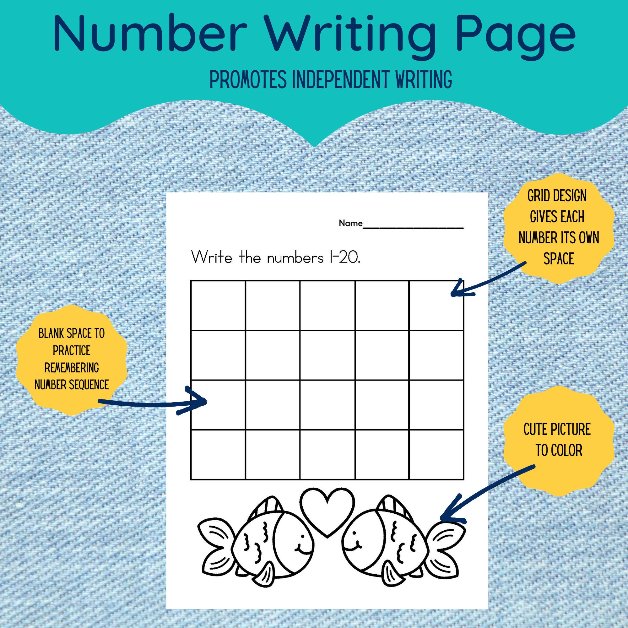 Printable Numeral Tracing and Writing Practice Page Numbers 1-20 - Etsy