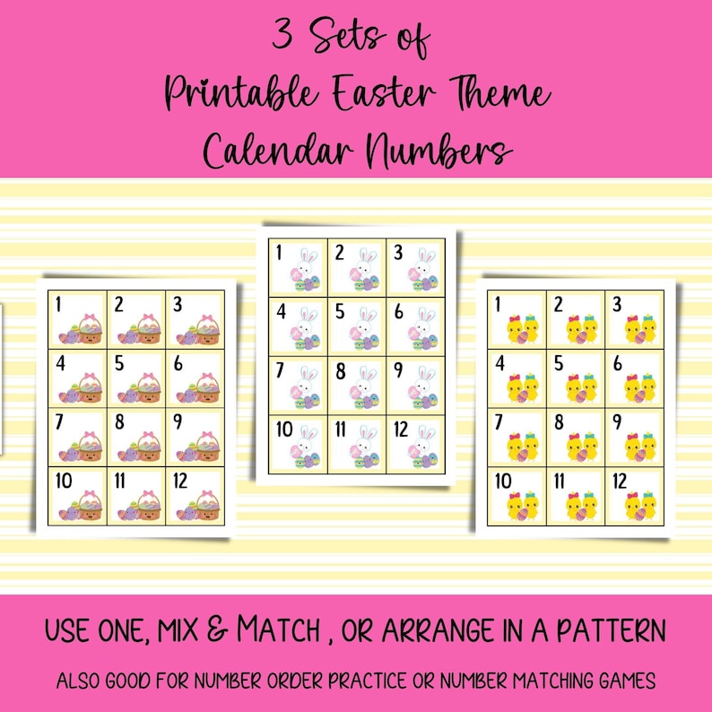 April Calendar Numbers Easter Theme for Pocket Chart - Etsy