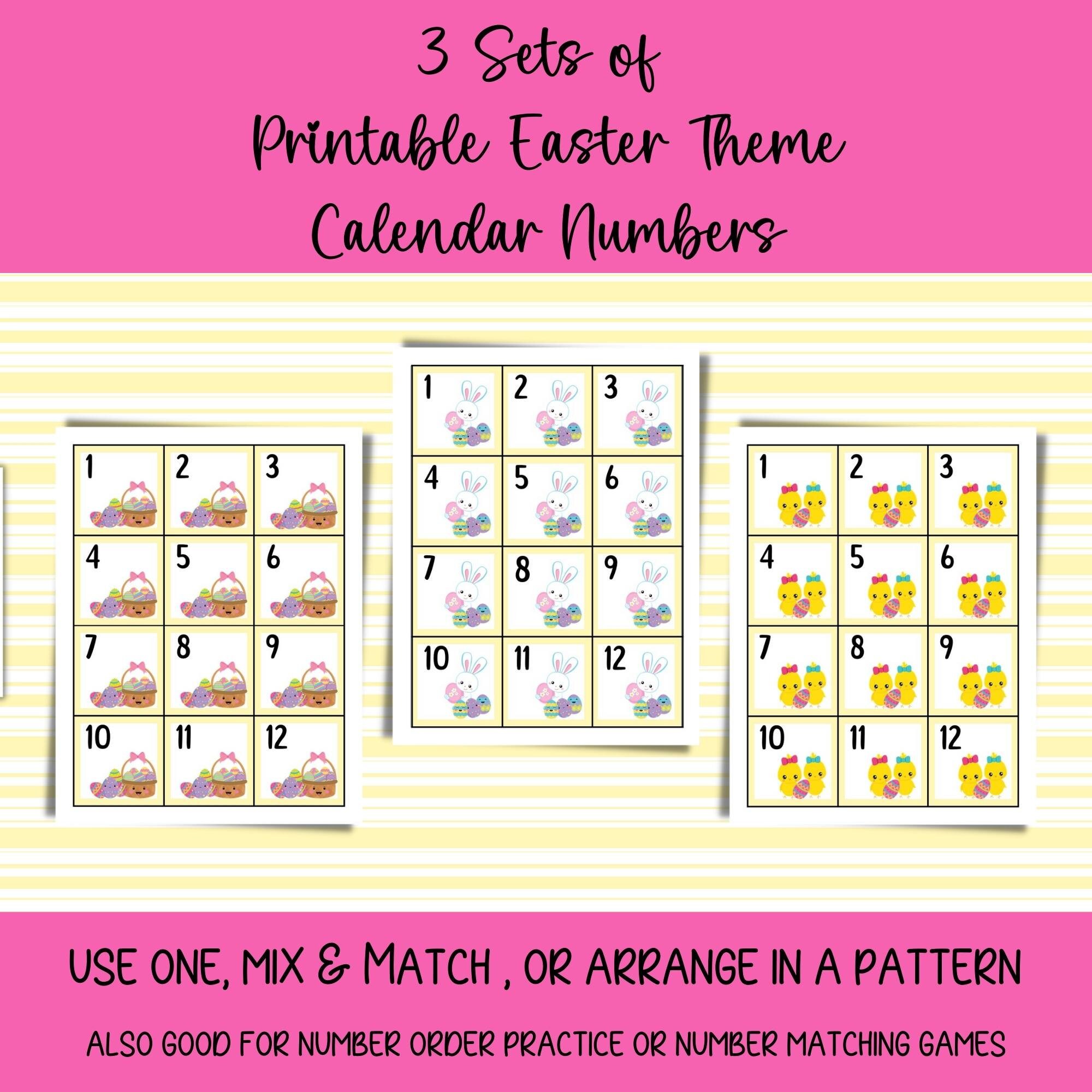 April Calendar Numbers Easter Theme for Pocket Chart - Etsy