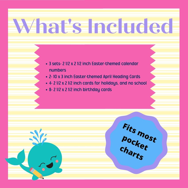 April Calendar Numbers Easter Theme for Pocket Chart - Etsy