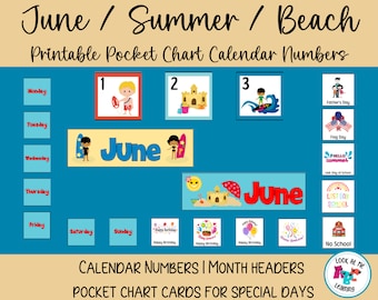Bright Classroom Calendar Set | Printable Calendar Numbers | Pocket ...