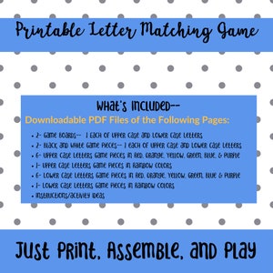 Printable Letter Matching Game | Center Activity | Busy Book Pages ...