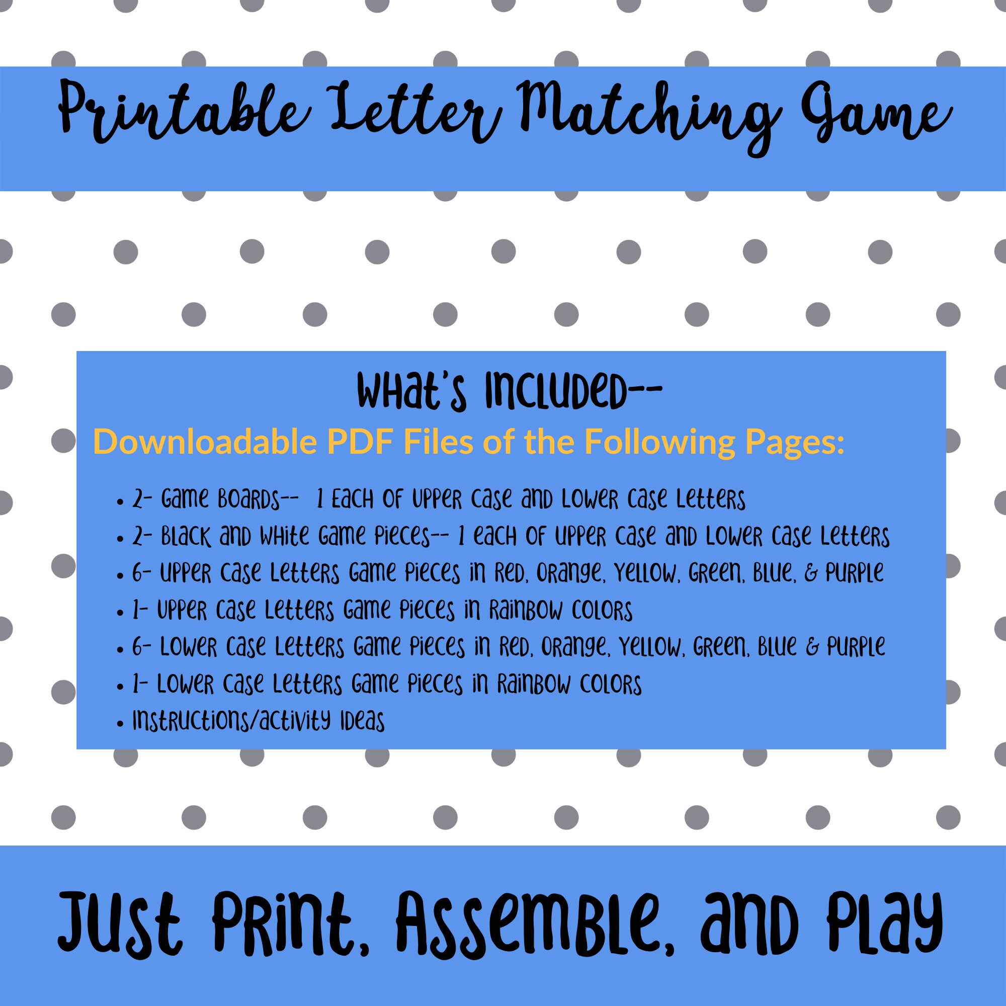 Printable Letter Matching Game | Center Activity | Busy Book Pages ...
