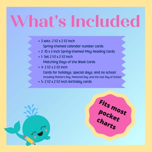 May Calendar Numbers Spring Theme for Pocket Chart Number Cards for ...