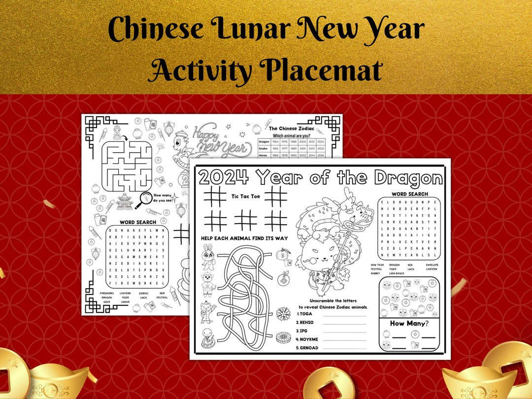 Chinese New Year Printable Activity Placemat 2024 - Etsy