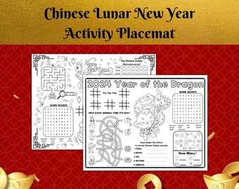 Chinese New Year 2024 Placemat Activity Sheet Year of the Dragon ...