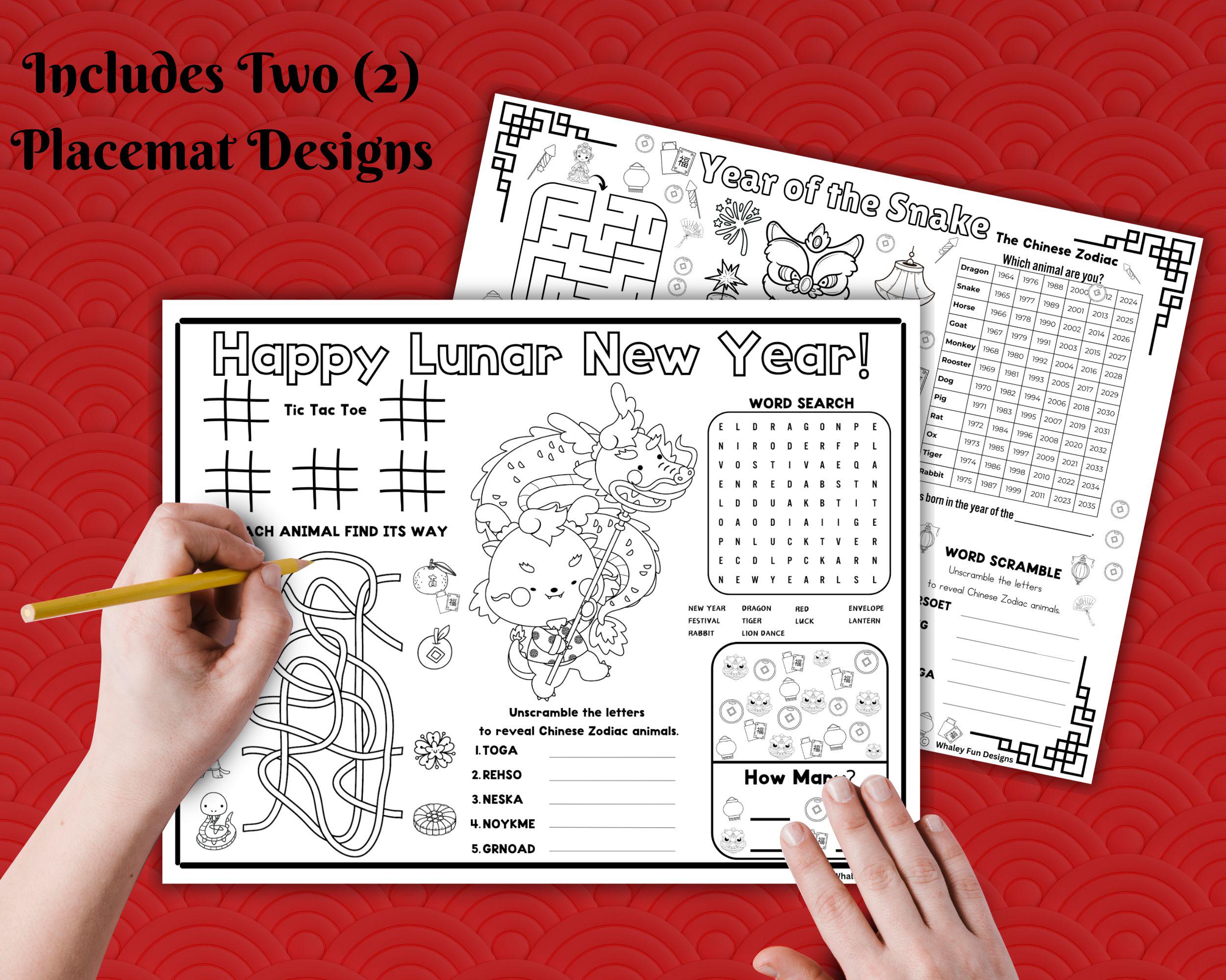 Chinese New Year Printable Activity Placemat - Etsy