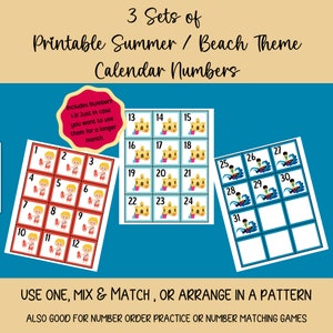 June Calendar Numbers | Printable Pocket Chart Cards - Etsy