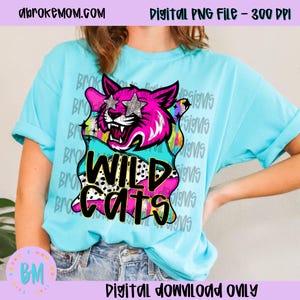 Wildcat Mascot PNG, Pink Glitter Star Wildcat File, Team Spirit Digital ...