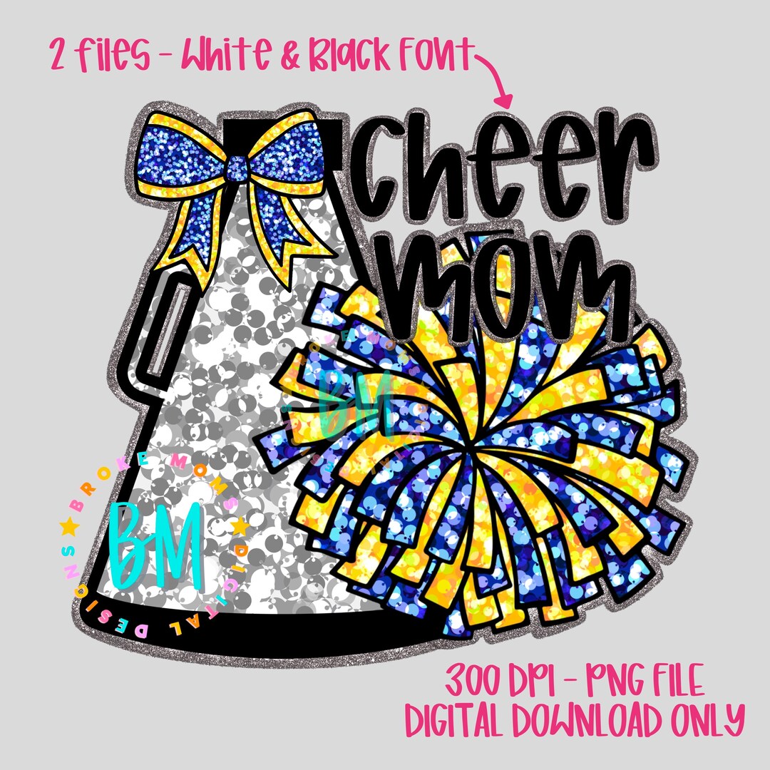 Cheer Mom Faux Glitter Blue and Gold PNG File - Etsy