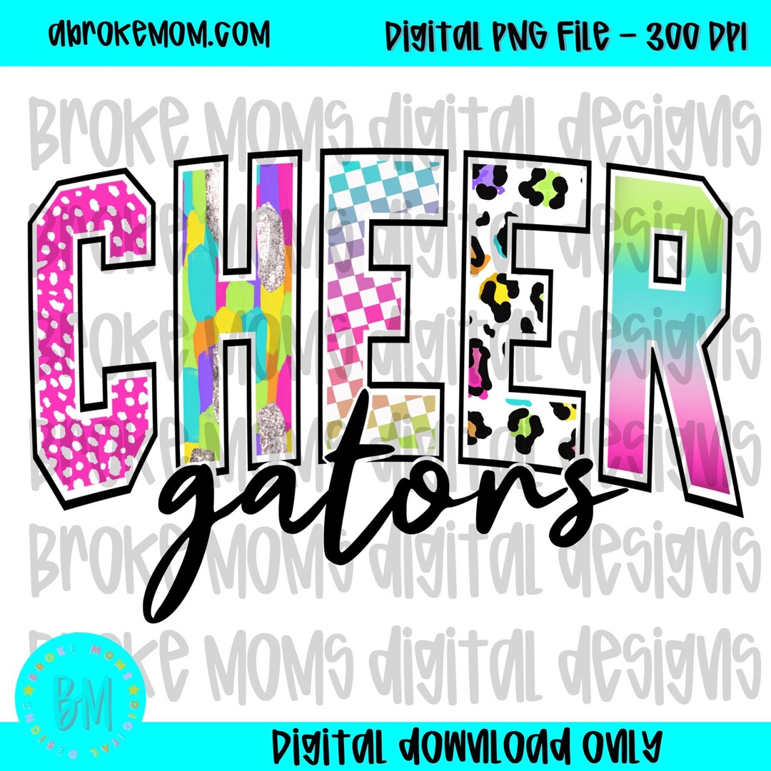 Neon Gators Cheer PNG | Bright Cheer Sublimation Design | Digital ...