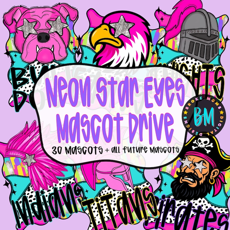 Neon Star Eyes Mascot Drive | 25 Trendy Mascot Pngs + All Future ...