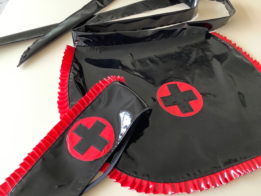 Black Pvc Nurse Apron and Hat - Etsy