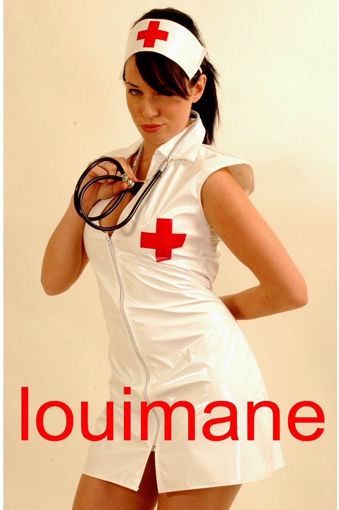 White Pvc Nurse Uniformoutfitcostume Dress With Hat Etsy