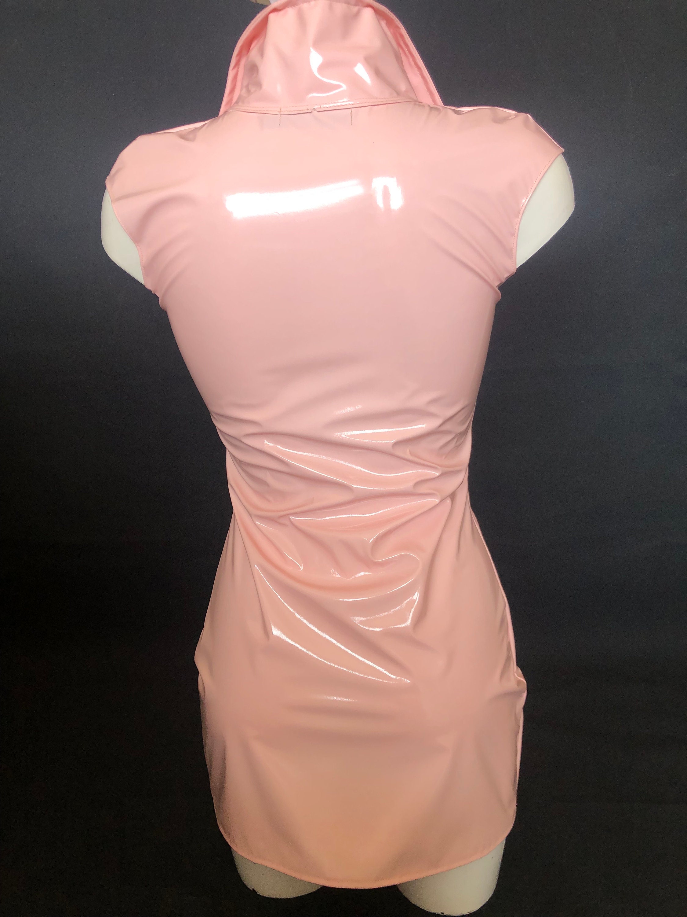 Blush Pink Pvc Nurse Uniform,outfit,costume, Dress With Hat - Etsy