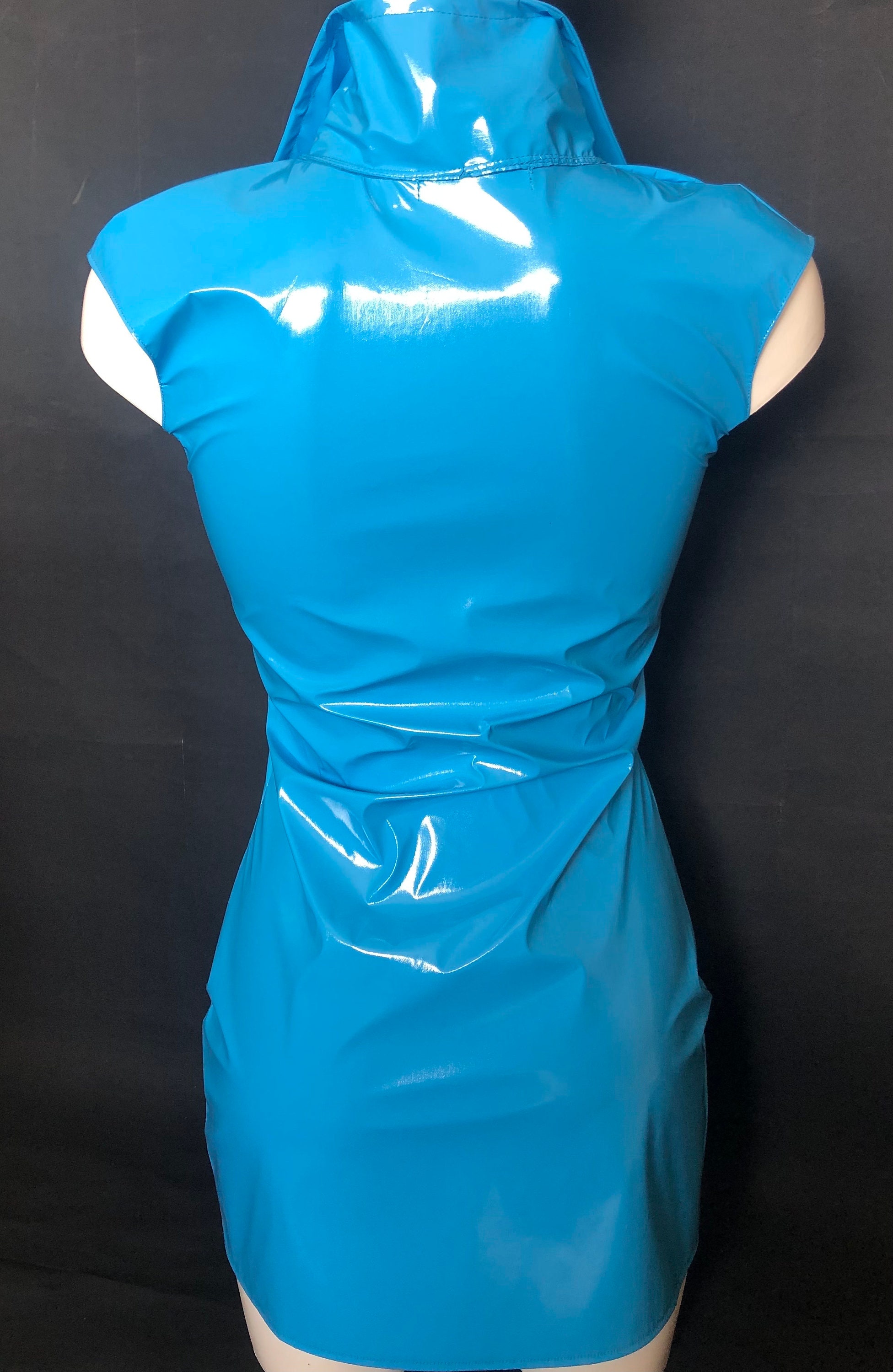 Turquoise Blue Pvc Uniform,outfit,costume, Dress With Hat.new Postal ...