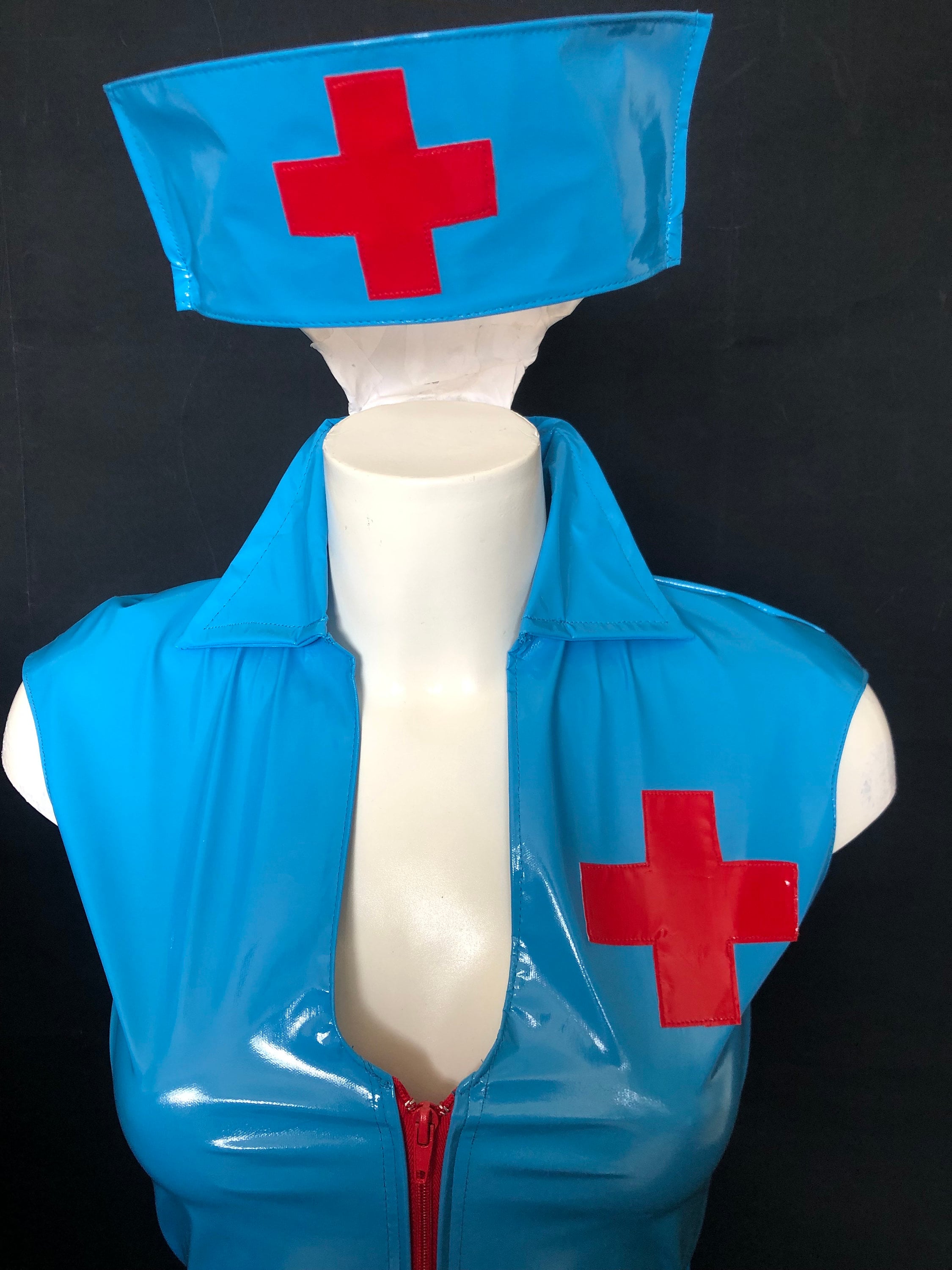 Turquoise Blue Pvc Uniform,outfit,costume, Dress With Hat.new Postal ...