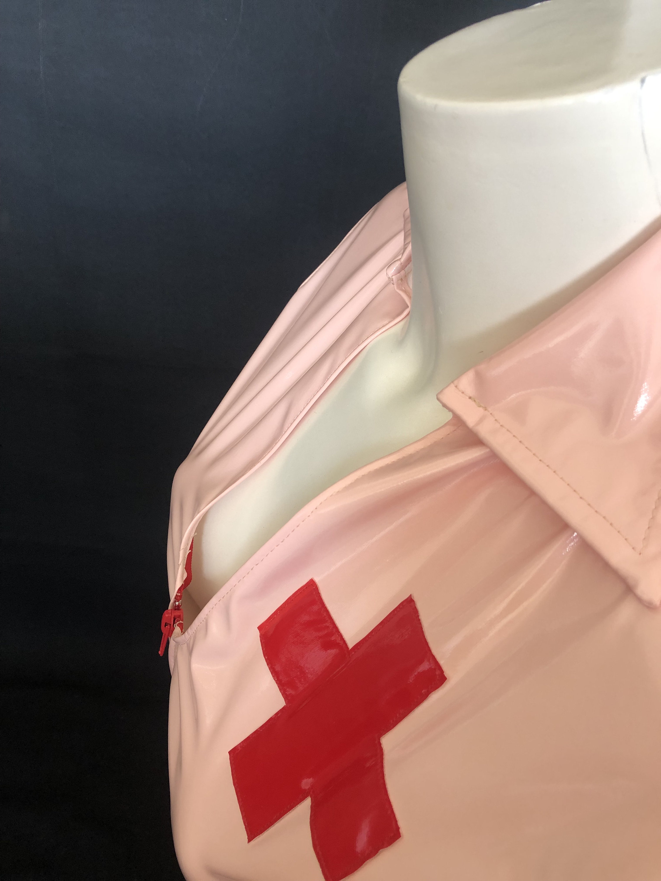 Blush Pink Pvc Nurse Uniform,outfit,costume, Dress With Hat - Etsy