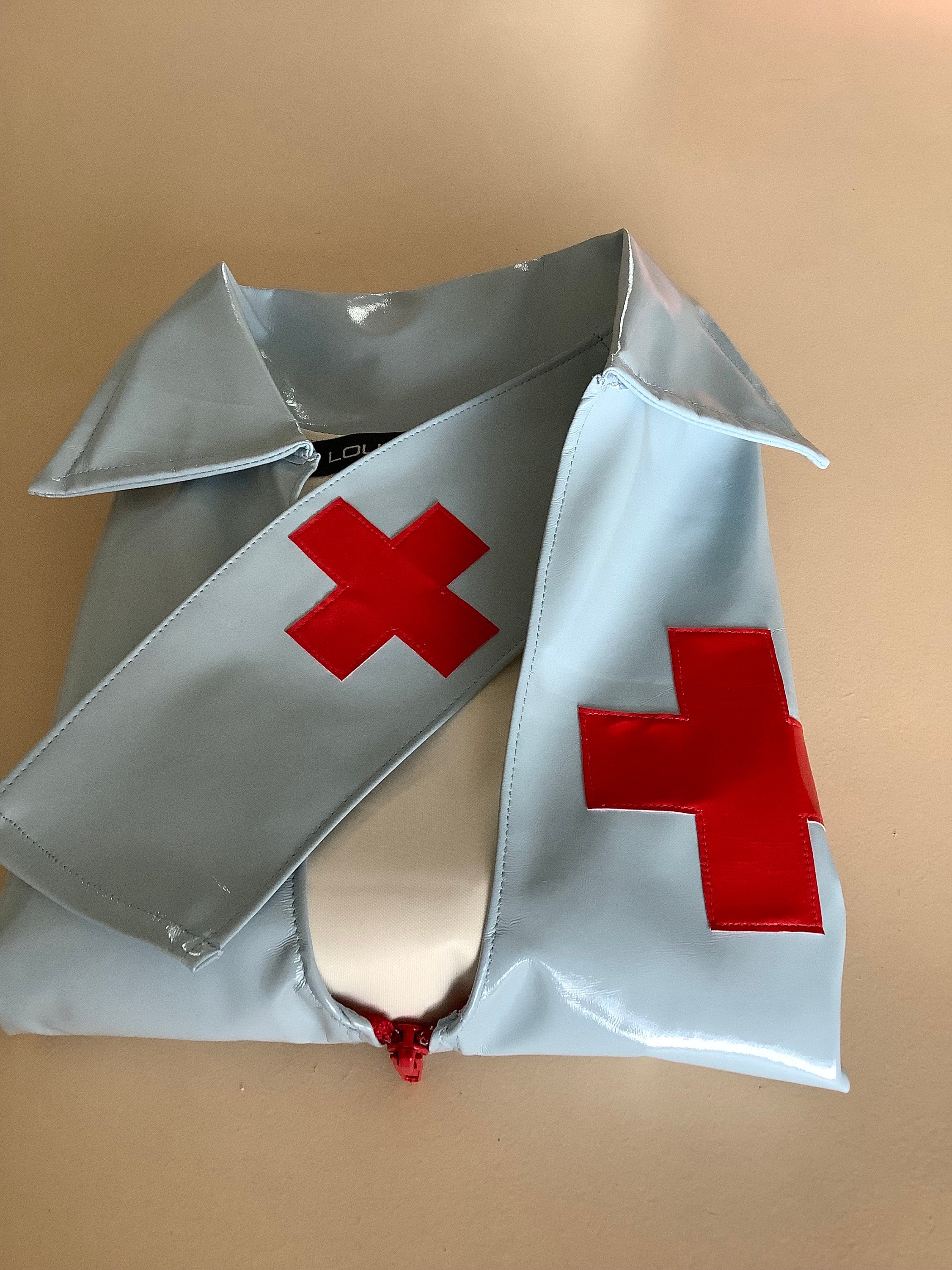 Baby Blue Pvc Nurse Uniform,outfit,costume, Dress With Hat. New Postal ...