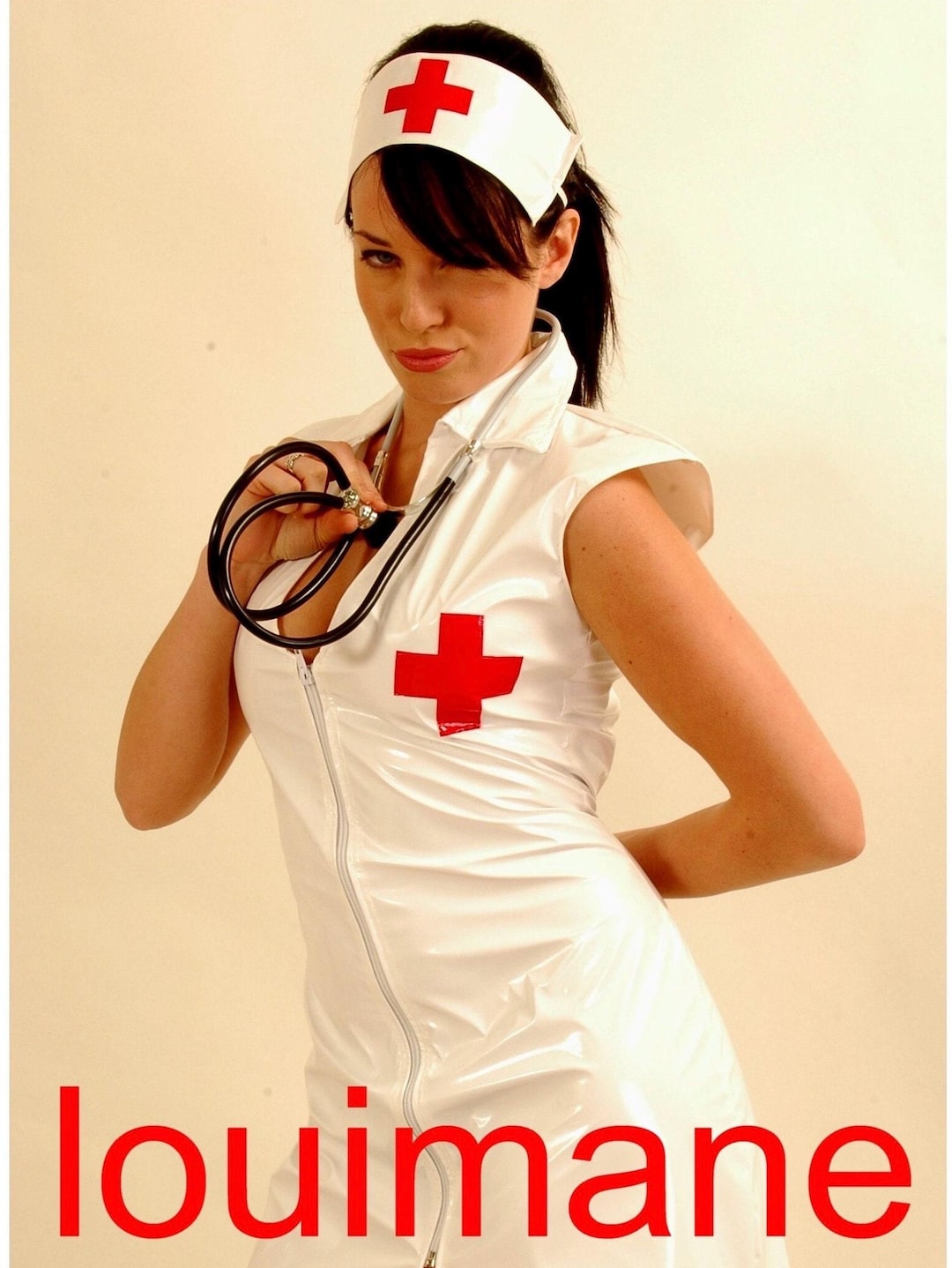 White Pvc Nurse Uniform,outfit,costume, Dress With Hat.new Postal ...