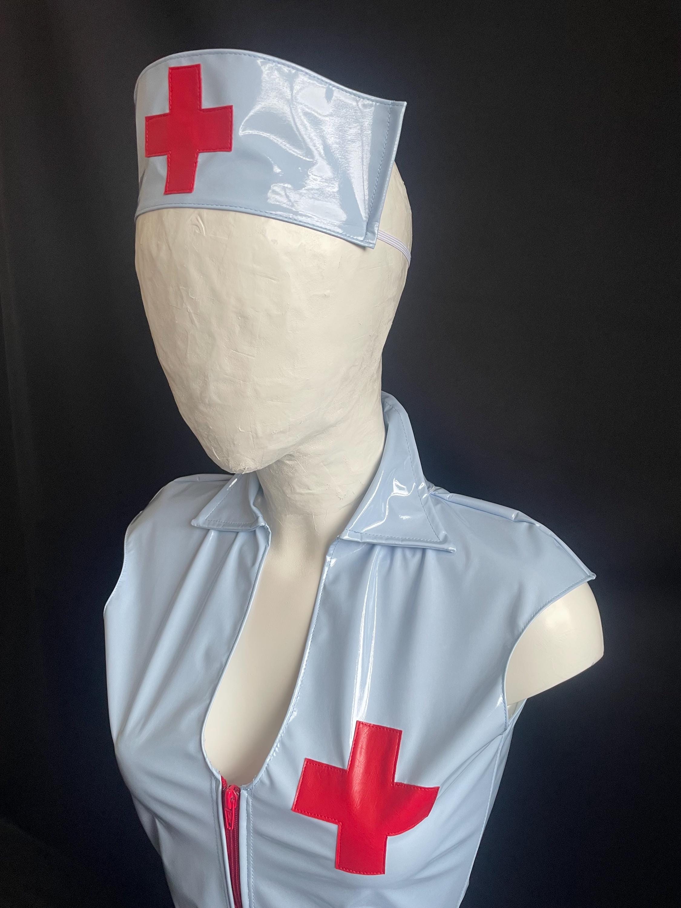 Baby Blue Pvc Nurse Uniform,outfit,costume, Dress With Hat. New Postal ...