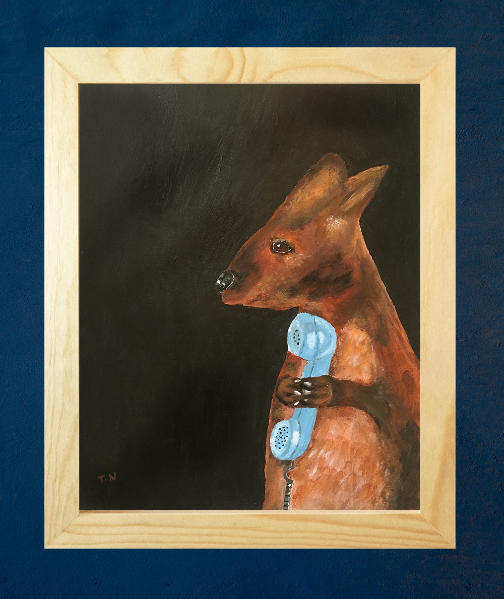 Original Wallaby Art, Wallaby Print, Portrait of a Kangaroo, Whimsical ...