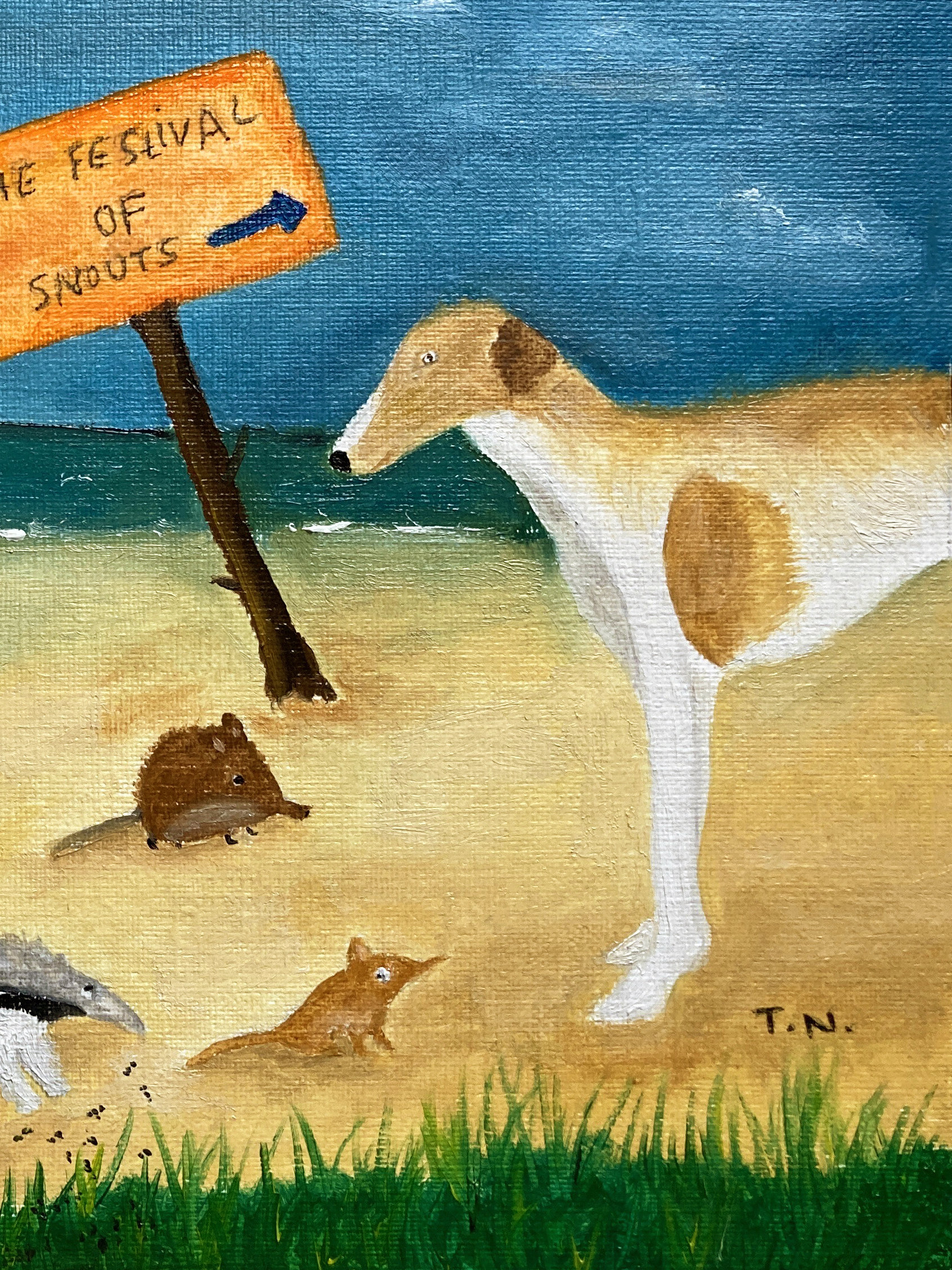Art Print of Long Snout Animals on the Beach, Anteater, Borzoi ...