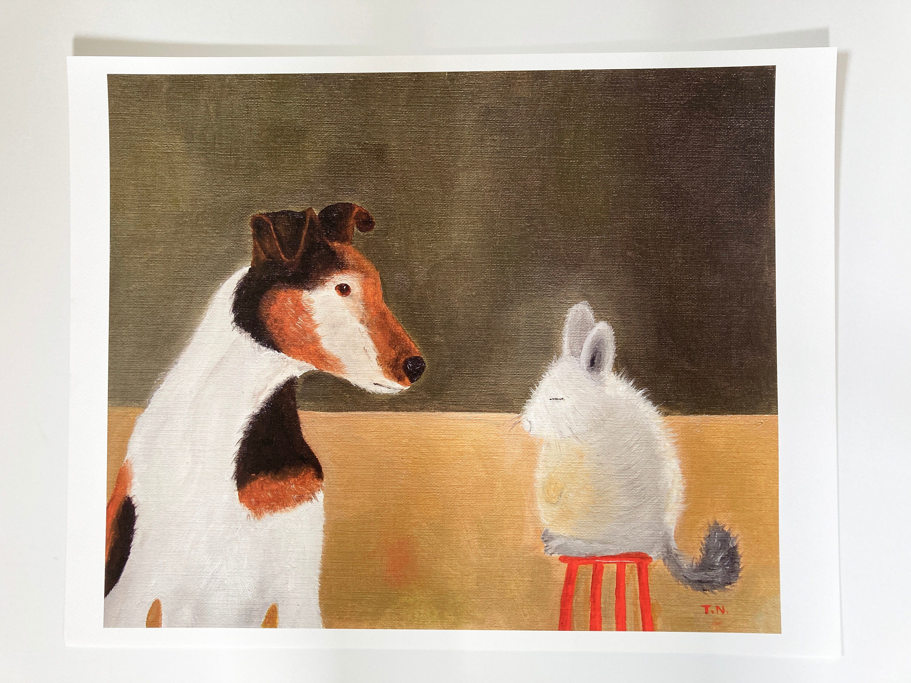 Fox Terrier Dog With Viscacha Art Print, Whimsical Dog Wall Art, Kids ...